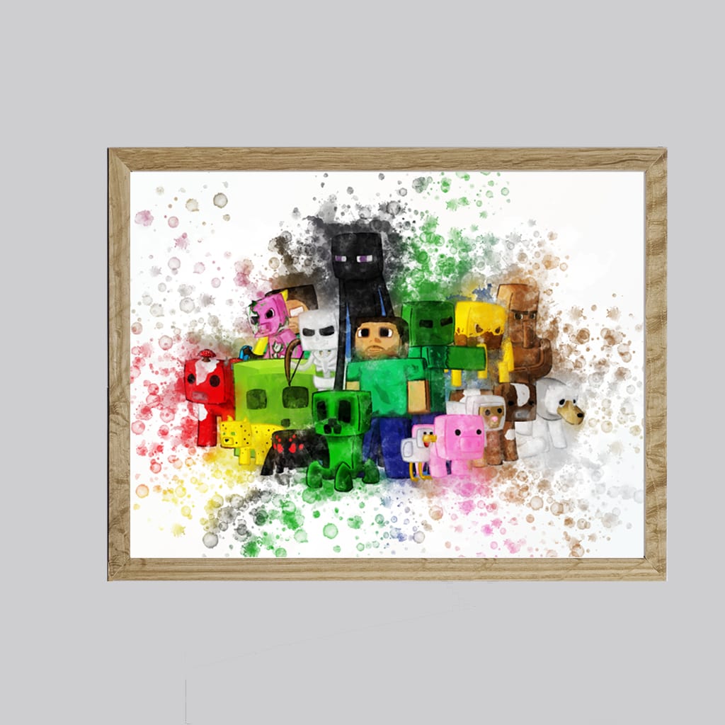 Minecraft Print (Creeper and WALL) - Watercolour Splash Print – RoRCrafts