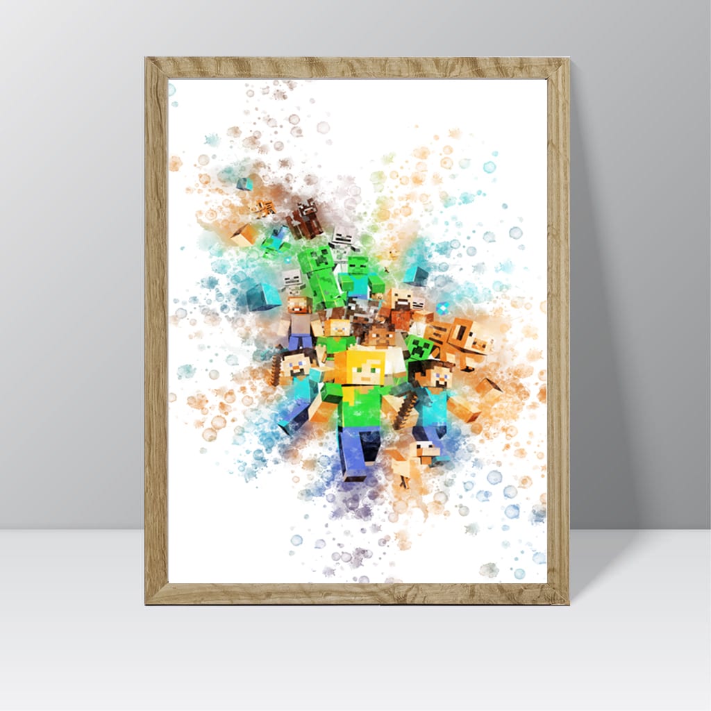 Minecraft Print (Minecraft Guy) - Watercolour Splash Print – RoRCrafts